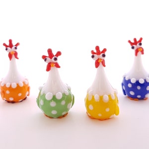 Glass Chicken, Lampwork Chicken, Cute Chicken Figurine, Murano Glass ...