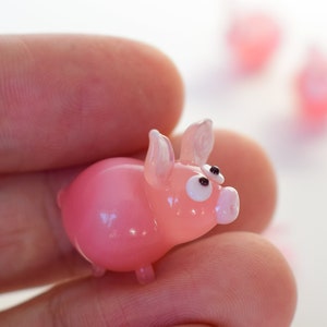 Glass Pig Figurine, Tiny Pink Glass Pig, Lampwork Pig, Glass Cochon ...