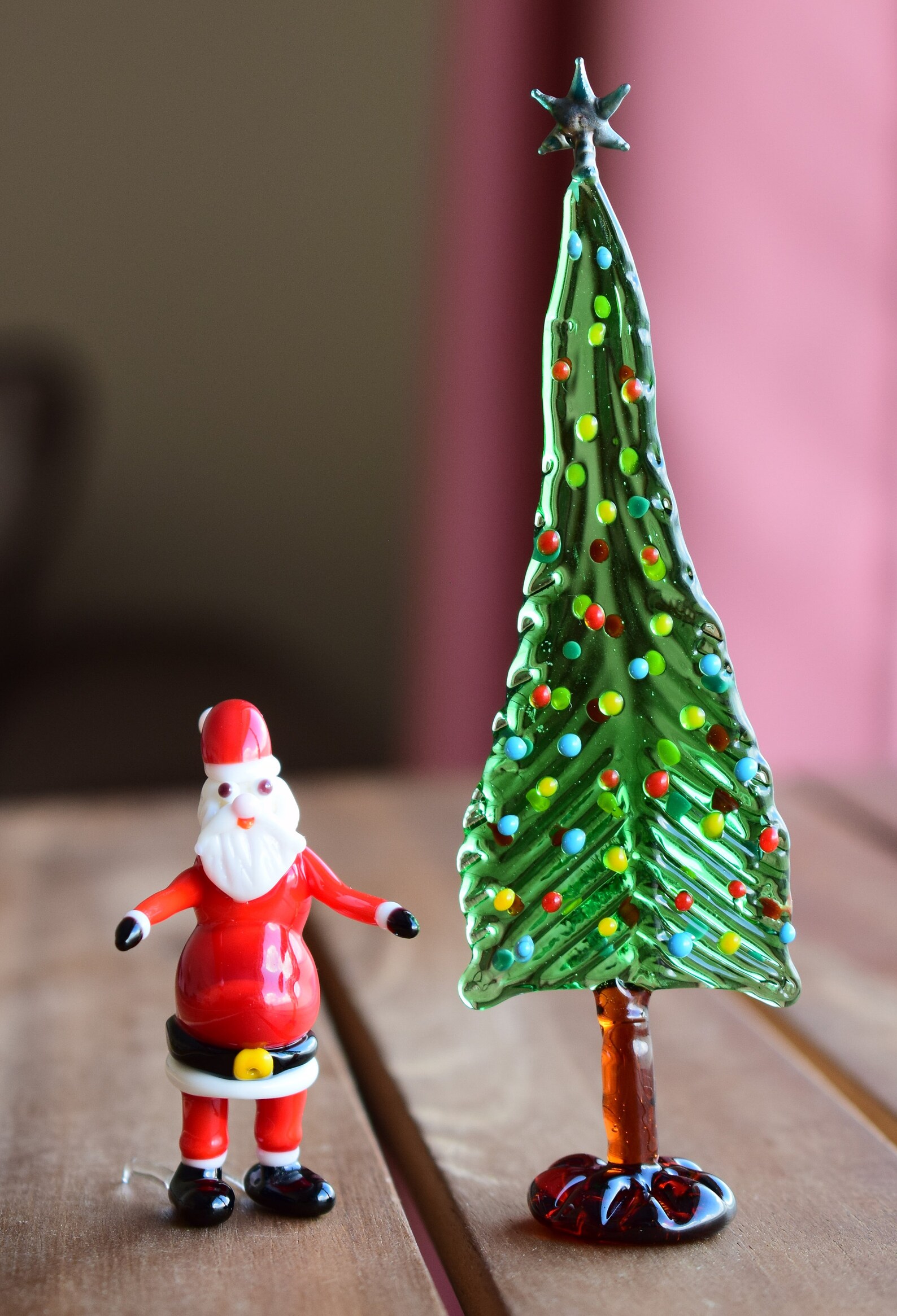 Glass Santa Claus Figurine Glass Christmas Tree Glass Santa - Etsy