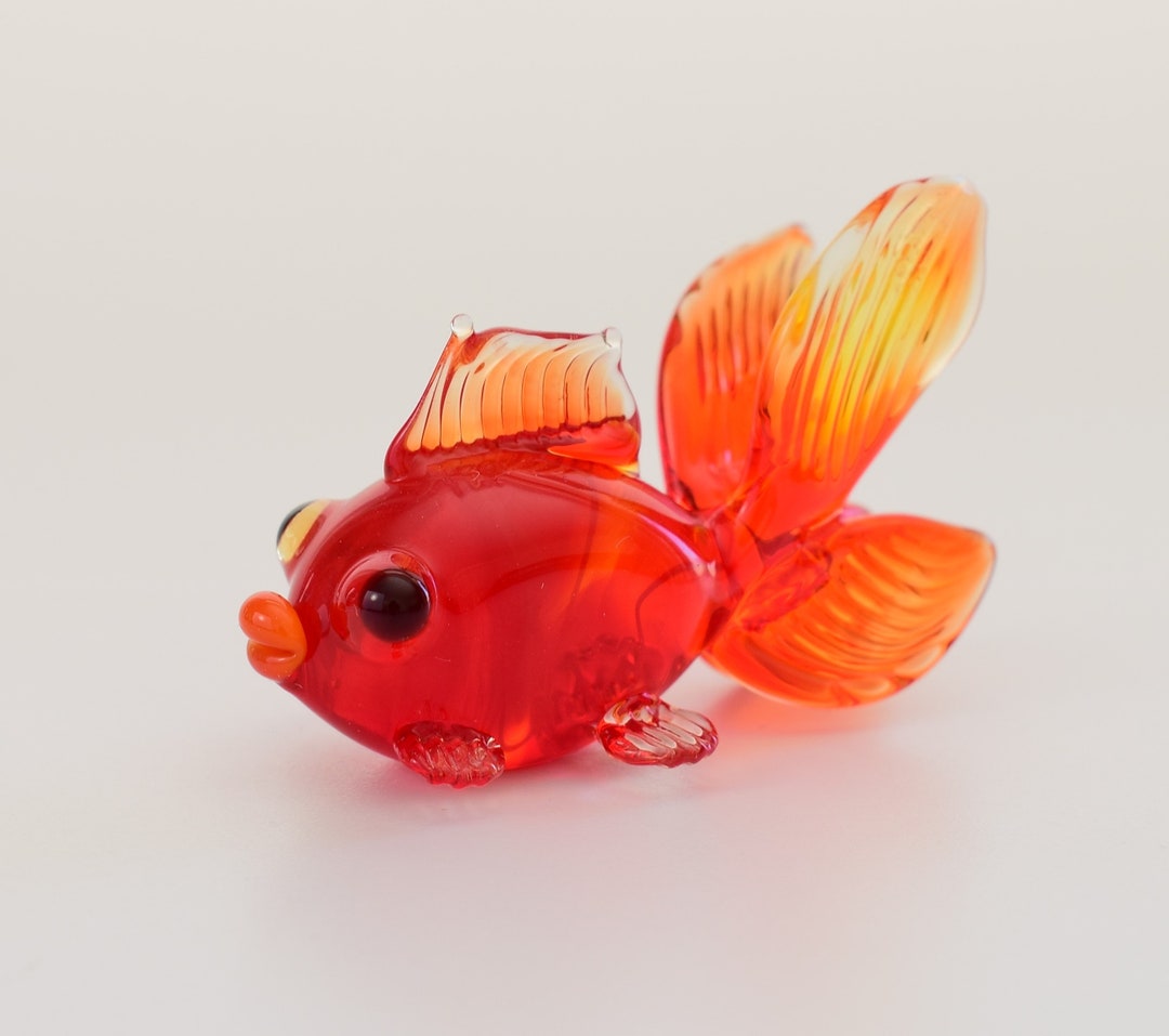 Glass Goldfish Figurine, Lampwork Goldfish, Blown Goldfish, Goldfish ...