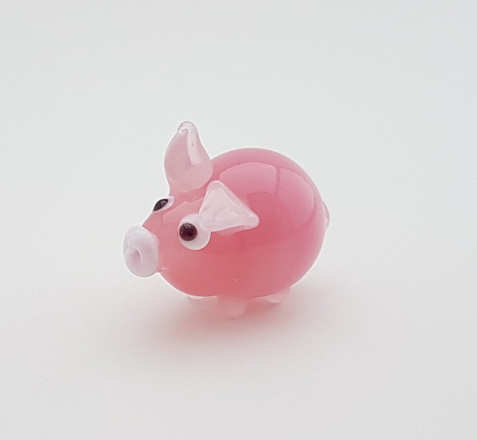 Glass Pig Figurine Tiny Pink Glass Pig Lampwork Pig Glass | Etsy