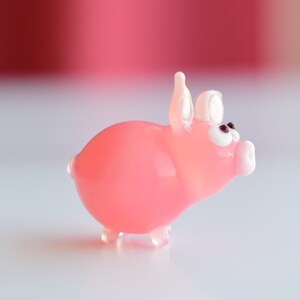 Glass Pig Figurine, Tiny Pink Glass Pig, Lampwork Pig, Glass Cochon ...