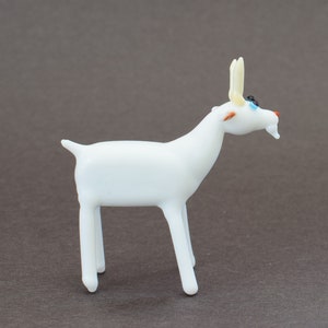 Glass White Goat Figurine, Lampwork Goat, Blown Glass Goat, Cute Goat ...
