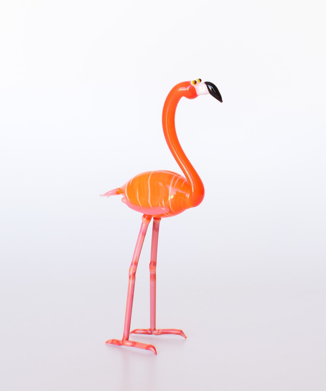 Glass Flamingo Figurine, Orange Glass Flamingo, Lampwork Flamingo ...