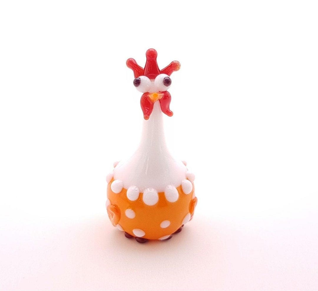 Glass Chicken, Lampwork Chicken, Cute Chicken Figurine, Murano Glass ...