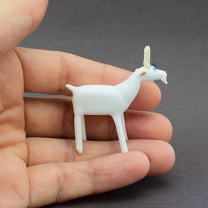 Glass White Goat Figurine, Lampwork Goat, Blown Glass Goat, Cute Goat ...
