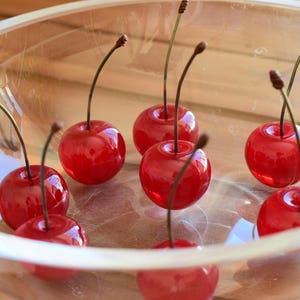 Glass Cherry, Lampwork Cherry, Realistic Glass Cherry, Murano Glass ...