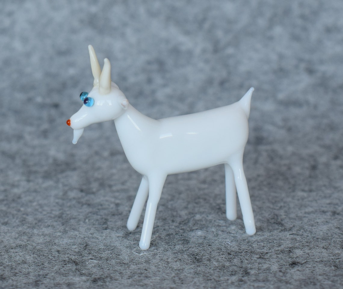 Glass White Goat Figurine Lampwork Goat Blown Glass Goat - Etsy