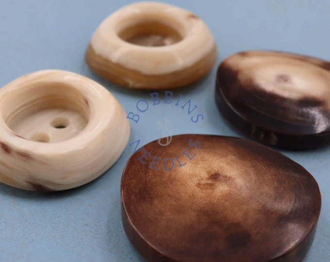 Set of 4 Vintage Mock Horn Buttons Cream & Brown Tones Retro Buttons ...