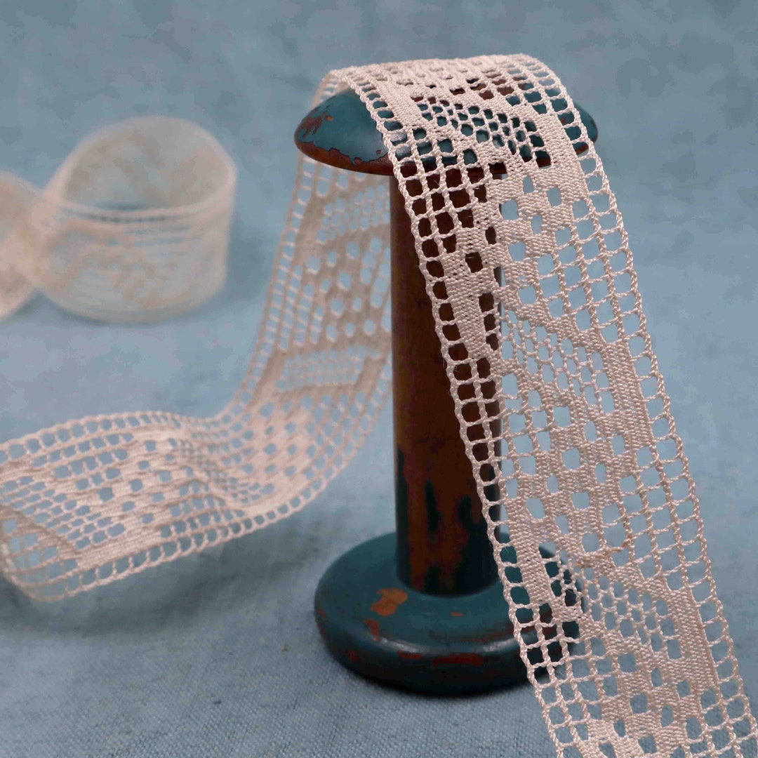 Vintage Cotton Lace Trim French Antique Bobbin Lace Insertion Ribbon ...