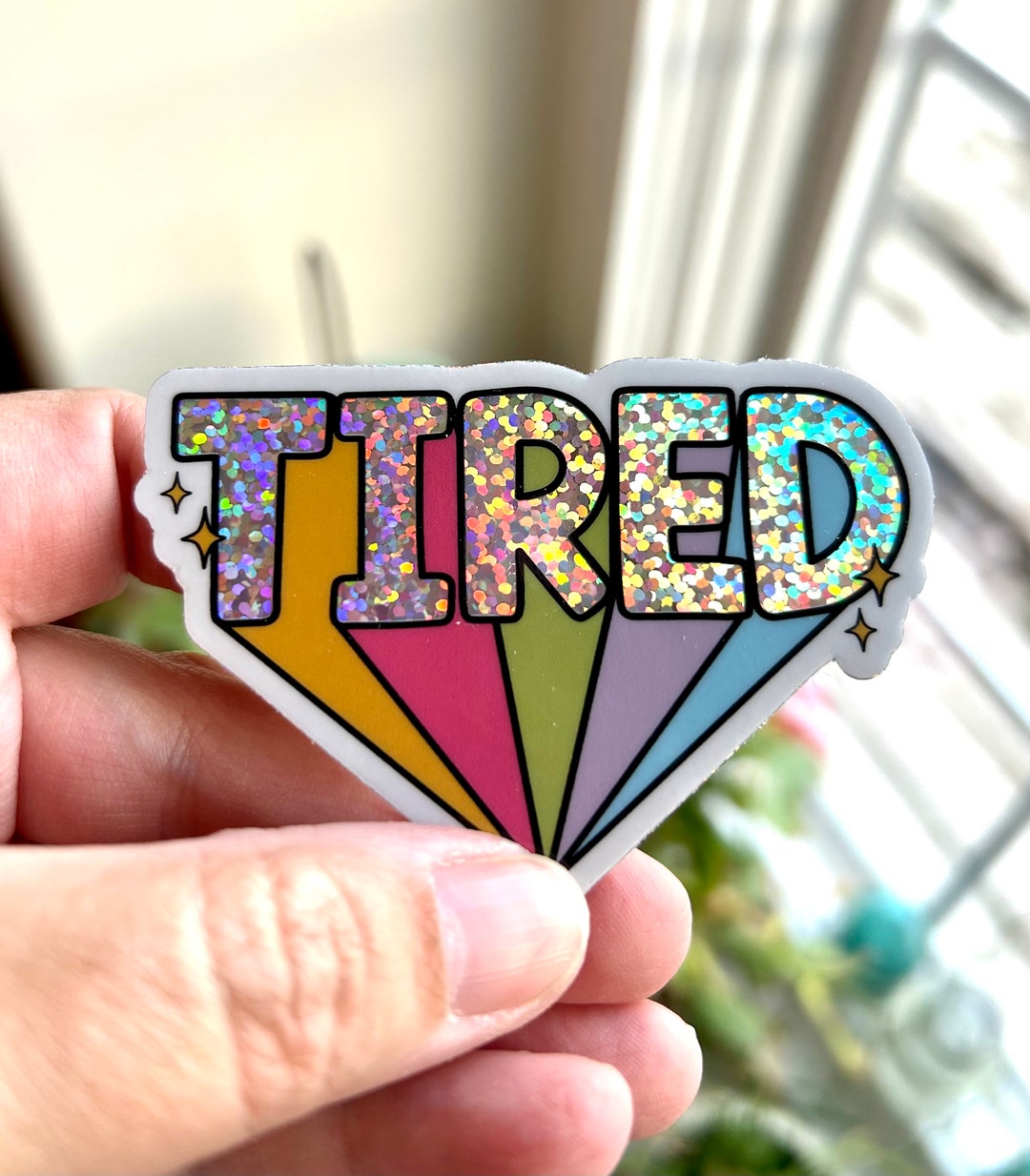 Glitter Tired Sticker, Waterproof, Water Bottle Sticker, Laptop Sticker ...