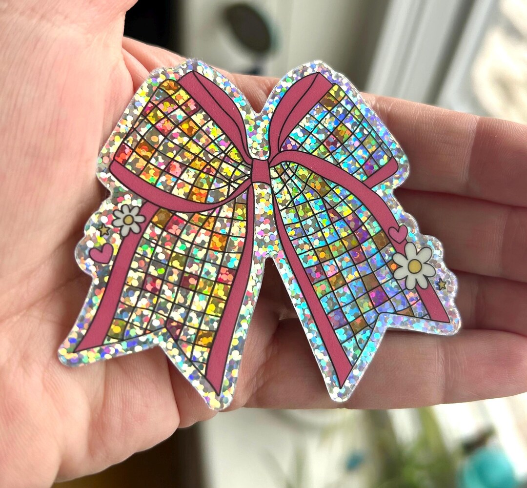 Glitter Cheer Bow Sticker, Bow Sticker, Waterproof, Water Bottle ...