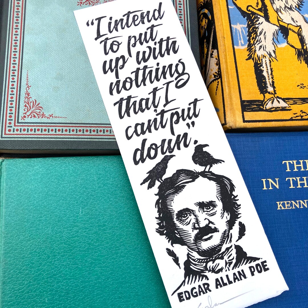 Edgar Allan Poe Bookmark - Original Hand Carved & Printed Linocut Print ...