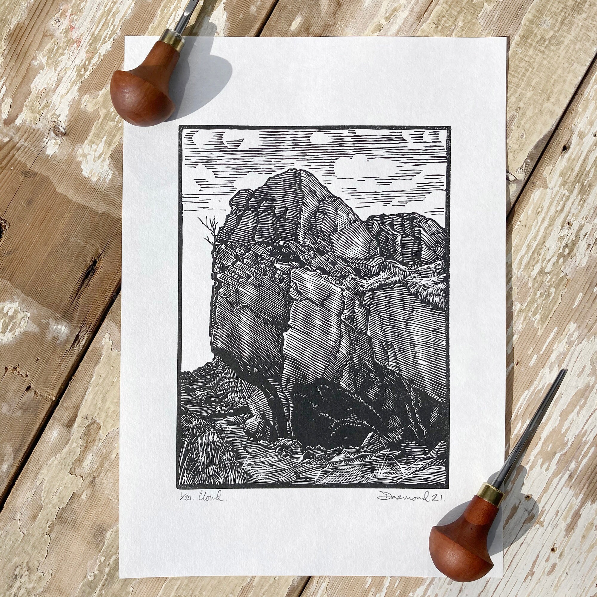 CLOUD Original Artwork Hand Carved, Printed Linocut, Numbered and ...