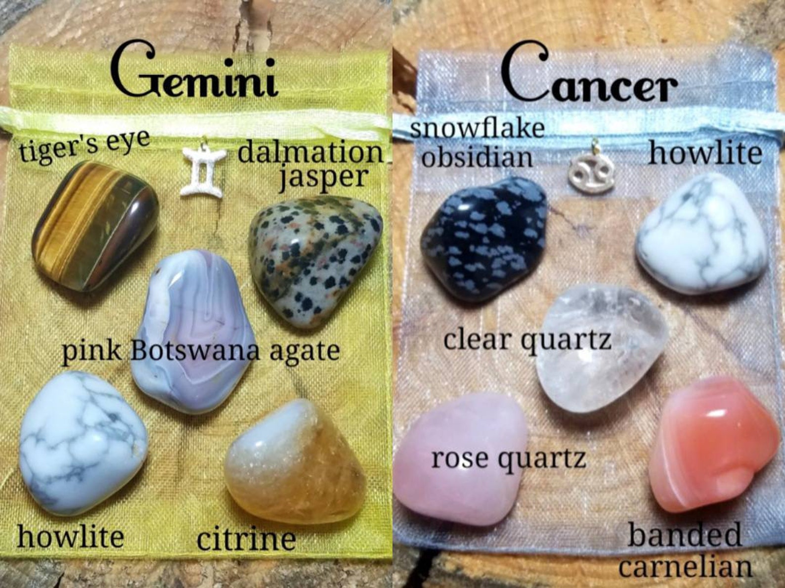 Zodiac / Astrological Sign Gemstone Sets Tumbled Polished Stone ...