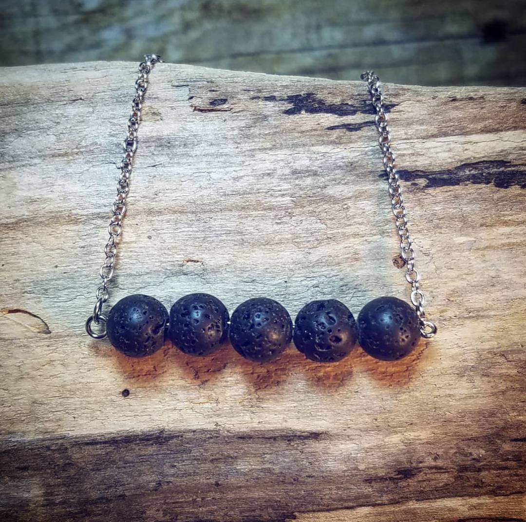 Lava Bead Necklaces - Basalt Stone - Essential Oil Jewelry - Boho Style ...