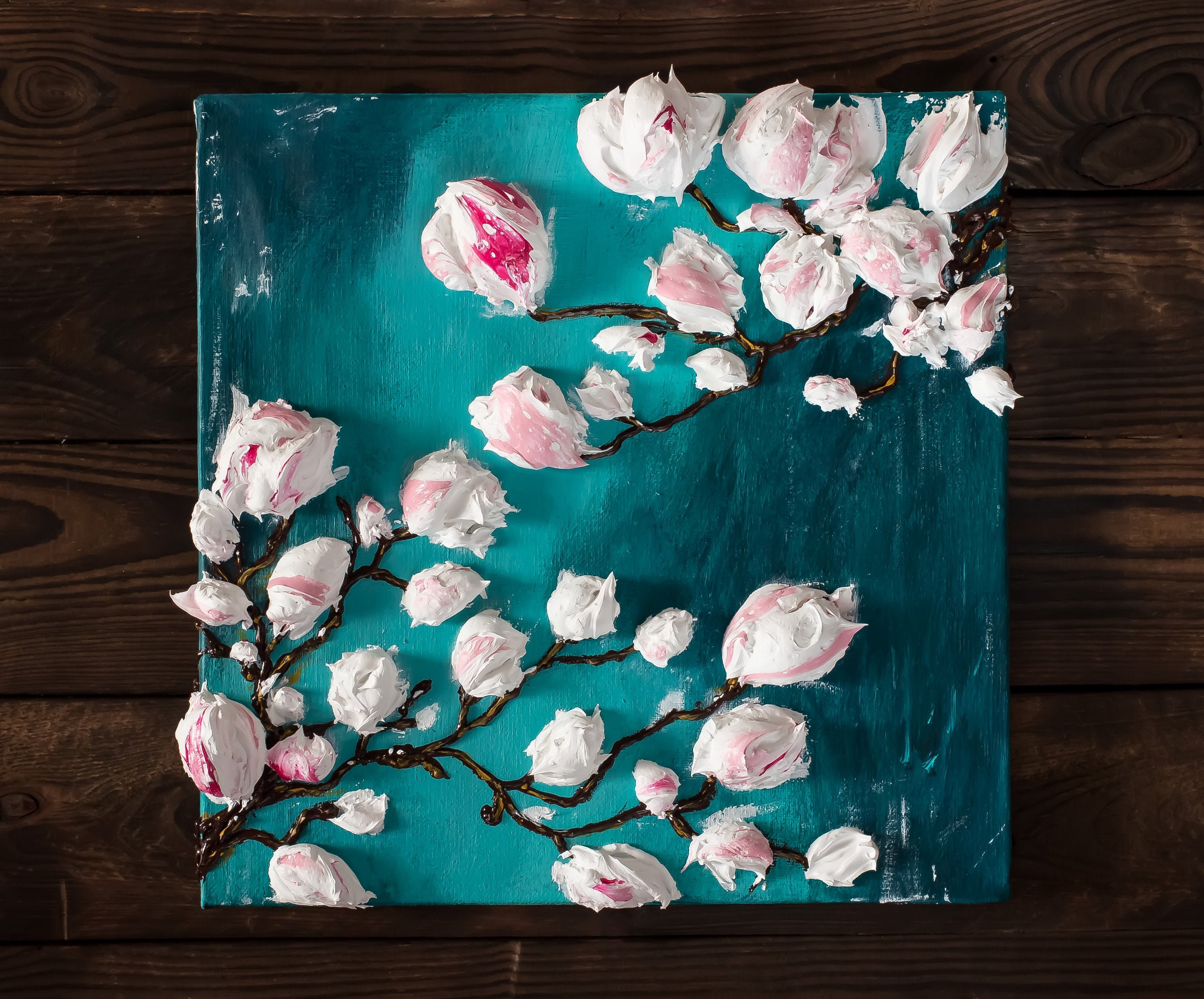 Magnolia Branches Touchart 3D Acrylic Ukrainian Artist - Etsy