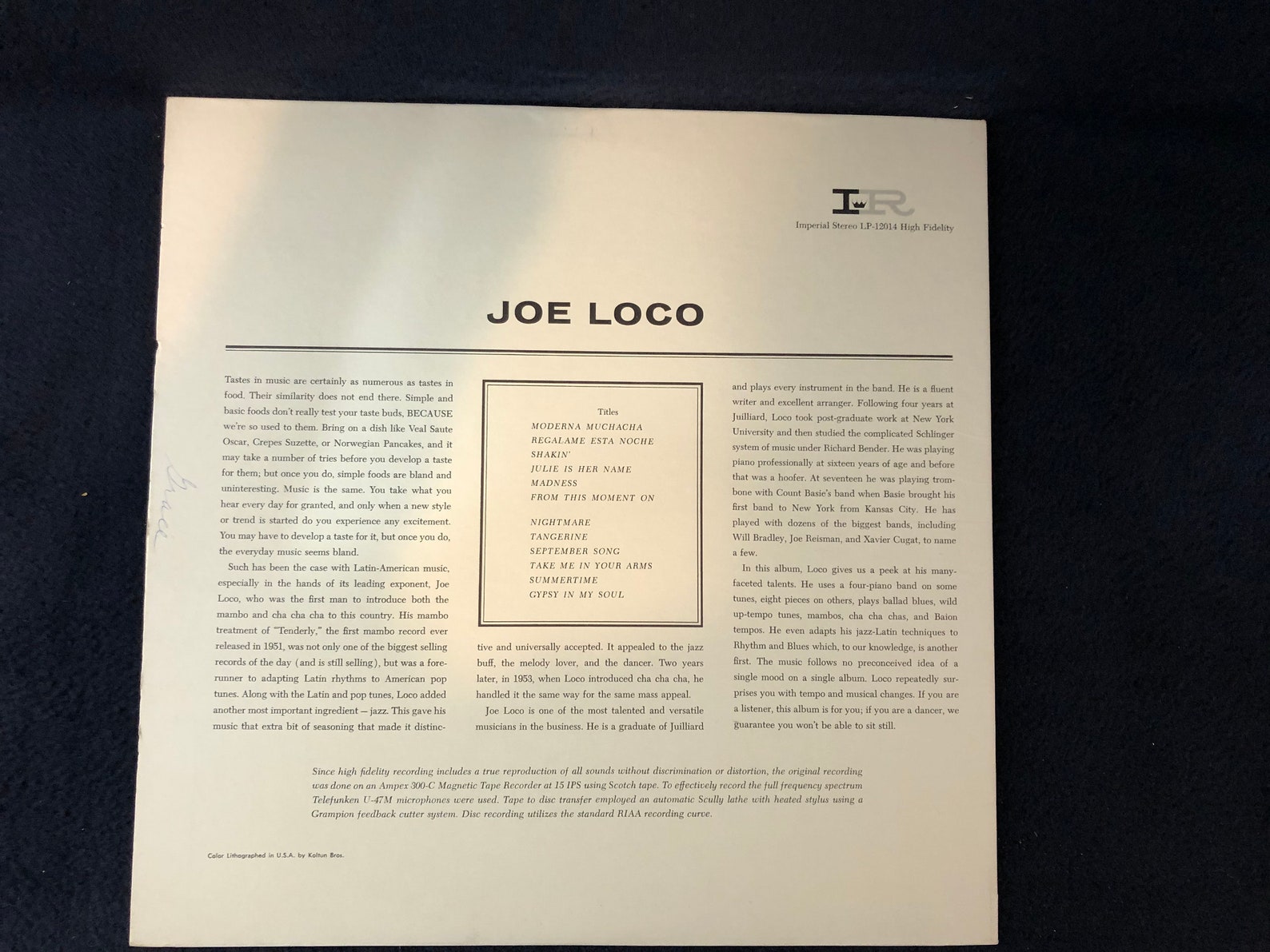Lets Go Loco Joe Loco and His Orchestra Vinyl - Etsy
