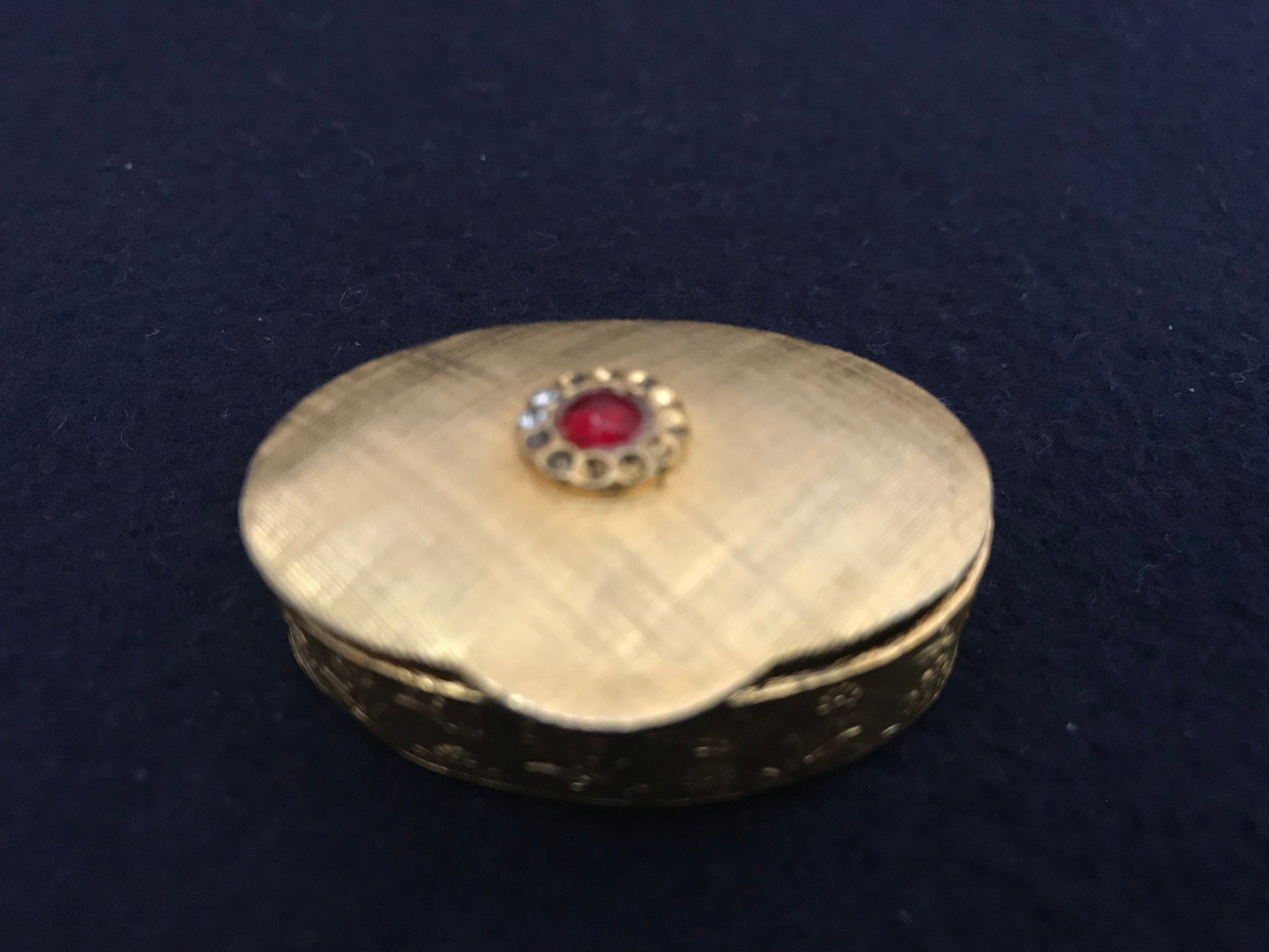 Vintage Box Jewelry Box Estate Gold Tone Ruby Color Stone on - Etsy