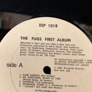 The Fugs First Album ESP 1018 Vinyl LP - Etsy
