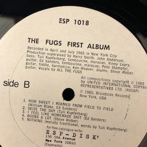 The Fugs First Album ESP 1018 Vinyl LP - Etsy
