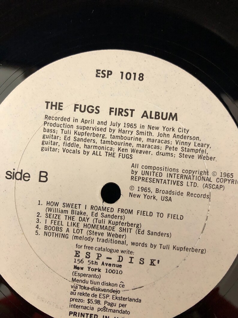 The Fugs First Album ESP 1018 Vinyl LP - Etsy