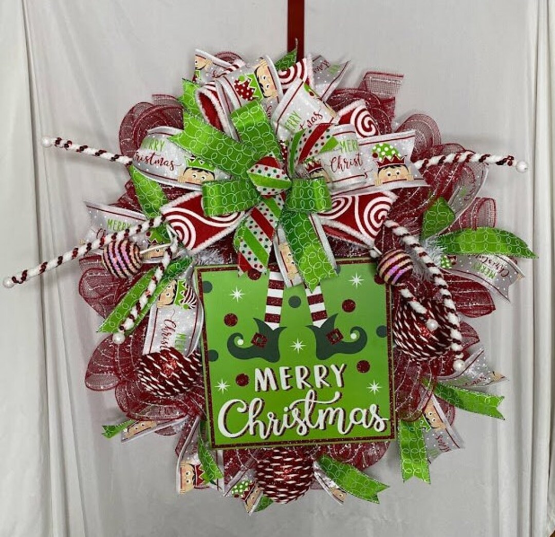 Elf Leg Wreath, Wreath, Winter Wreath, Holiday Wreath, Seasonal Wreath ...