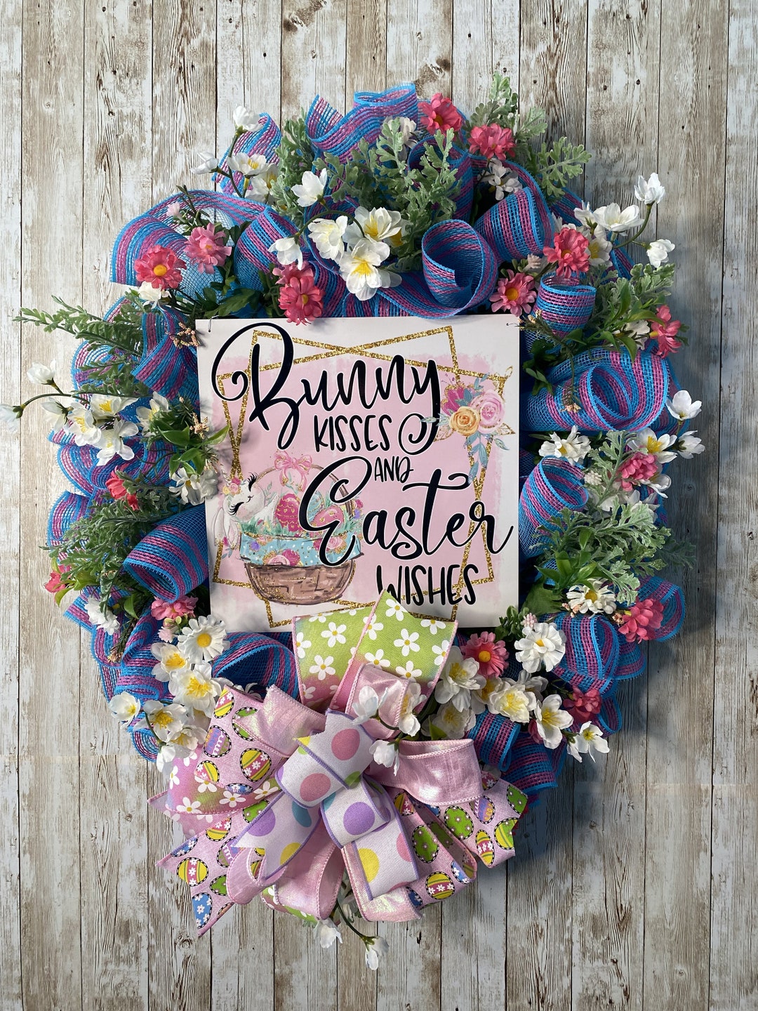 Easter Door Wreath Spring Wreath Easter Wreath Colorful Easter Wreath ...