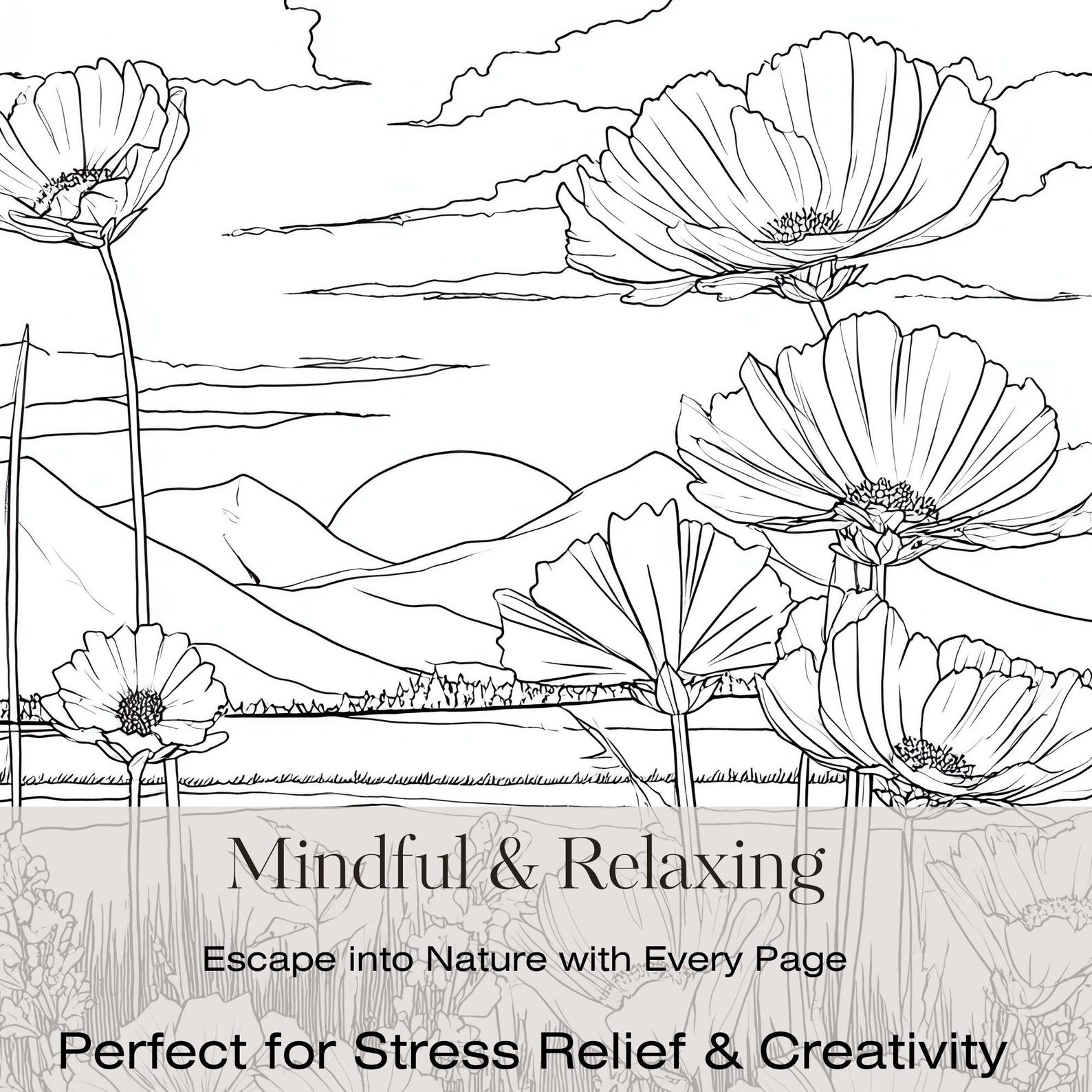 15 Calming Nature Scenes – Printable Adult Coloring Pages PDF ...
