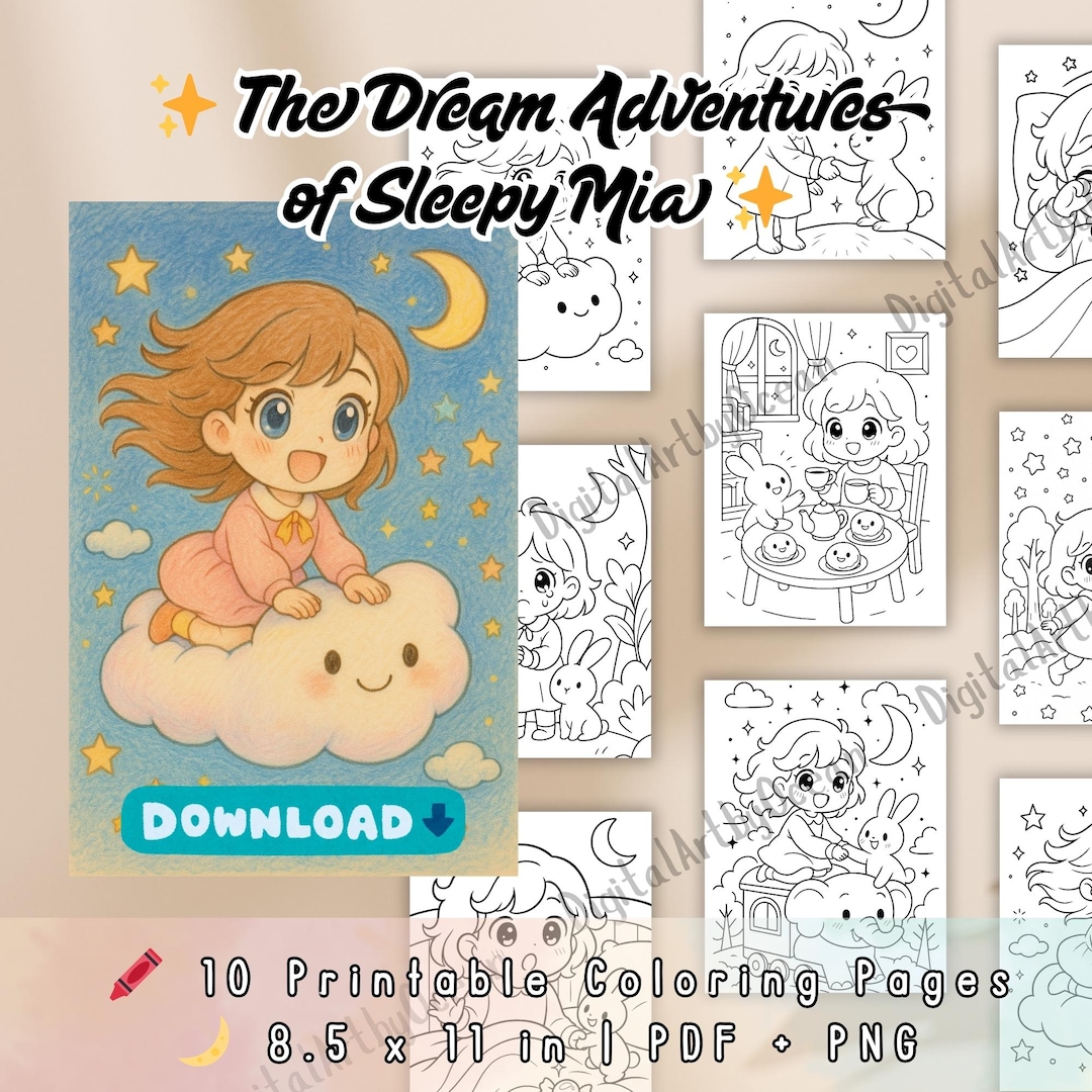 Dream Coloring Book for Kids & Adults – Storybook Style Printable PDF ...