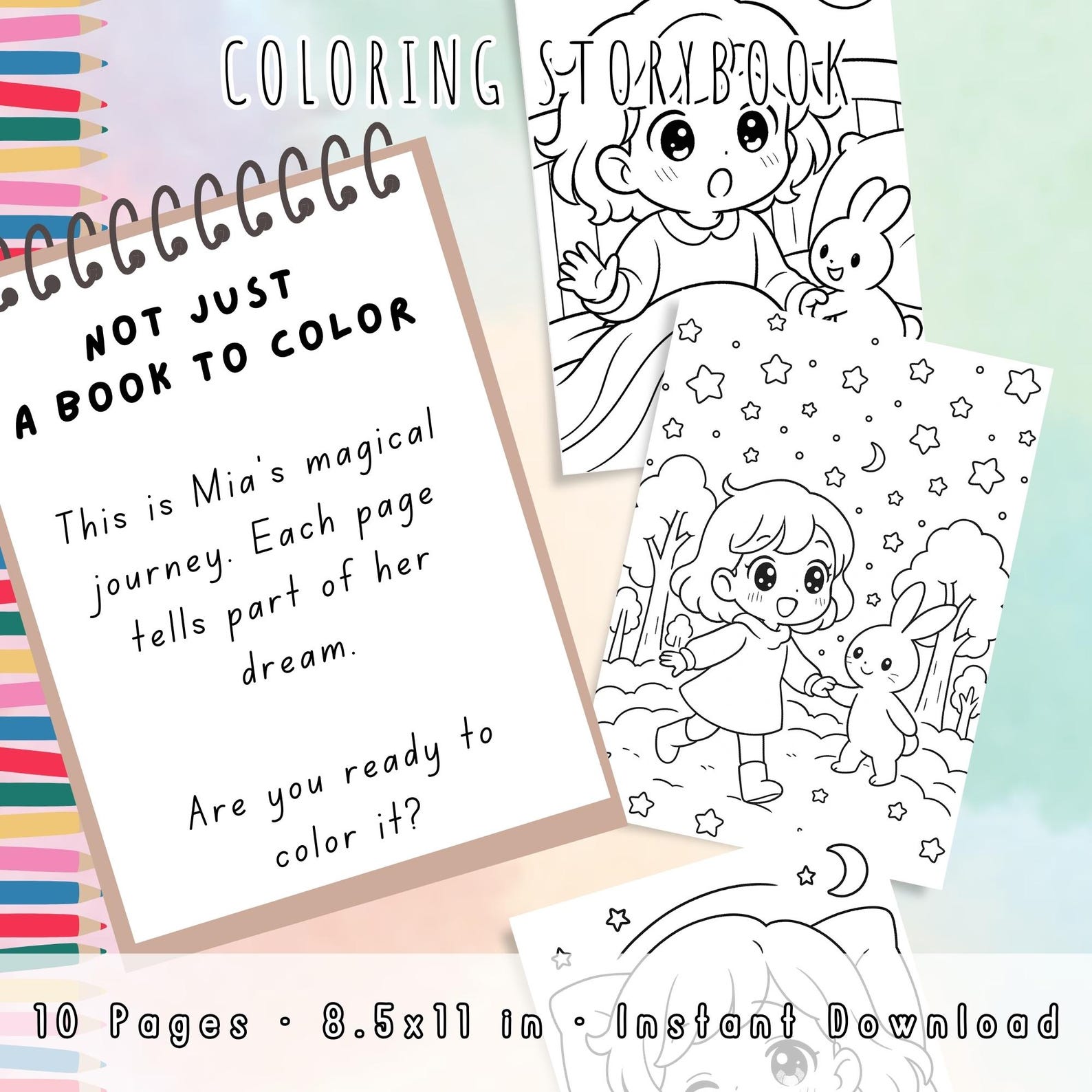 Dream Coloring Book for Kids & Adults – Storybook Style Printable PDF ...