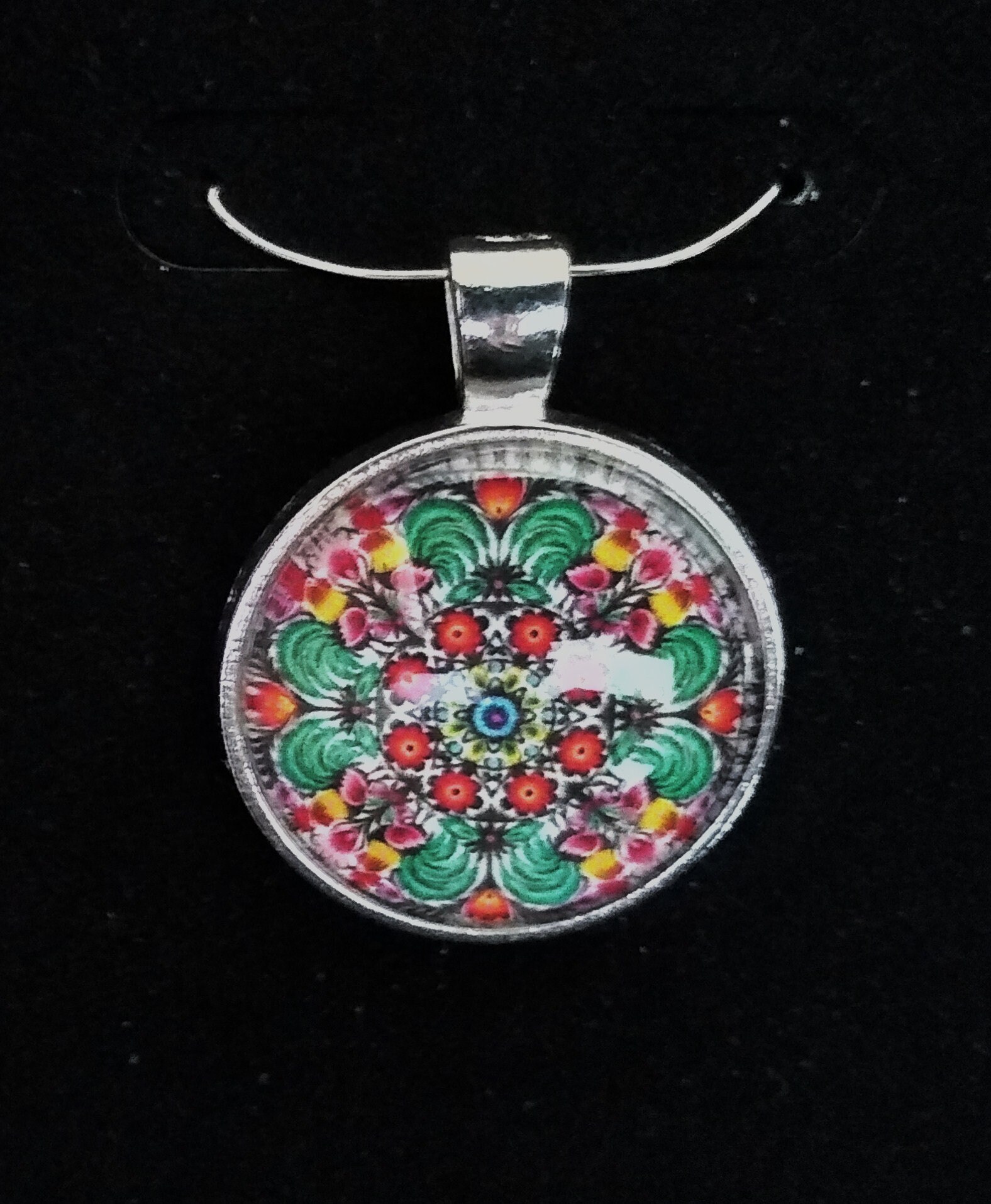 Design 7 Polish necklacePoland or pierced earrings Pendant w/ Glass ...