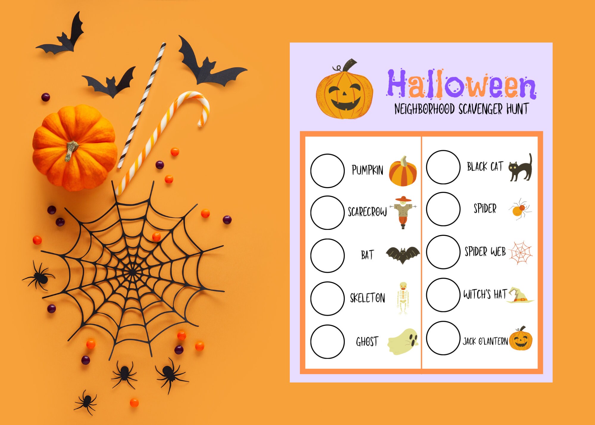 Halloween Neighborhood Scavenger Hunt - Dot Marker - Two Versions - Etsy