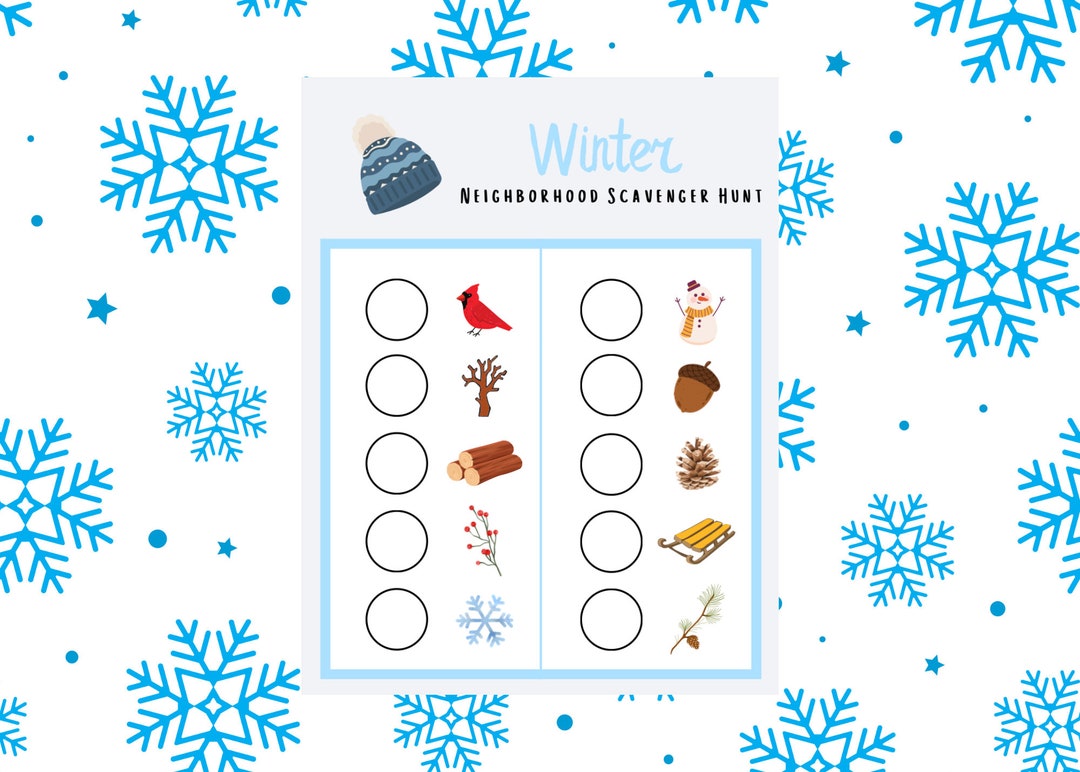 Winter Neighborhood Scavenger Hunt - Dot Marker - Two Versions - Etsy