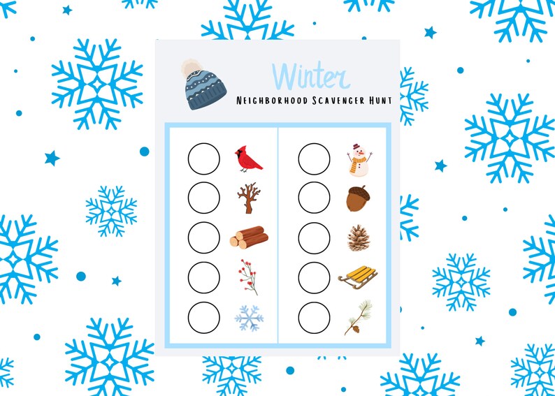 Winter Neighborhood Scavenger Hunt - Dot Marker - Two Versions - Etsy