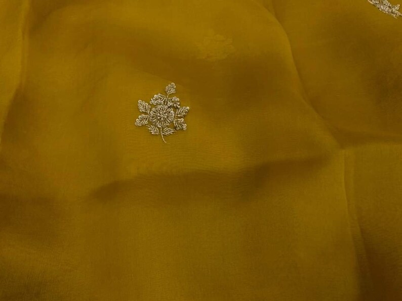 Zynah Organza Silk Saree, Cutdana Work, Sequence, Beads Work Custom ...