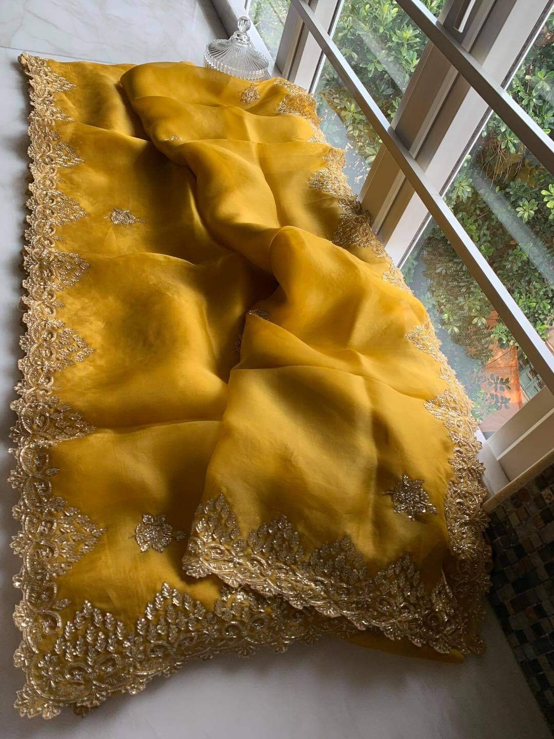 Zynah Organza Silk Saree, Cutdana Work, Sequence, Beads Work; Custom ...