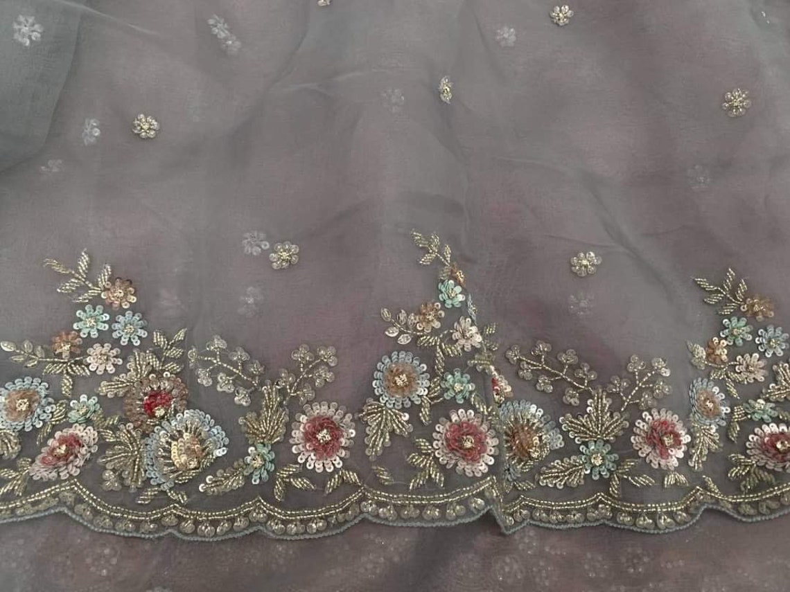 Zynah Organza Silk Handwork Saree; Cutdana, Sequin N Beads Work; Custom ...