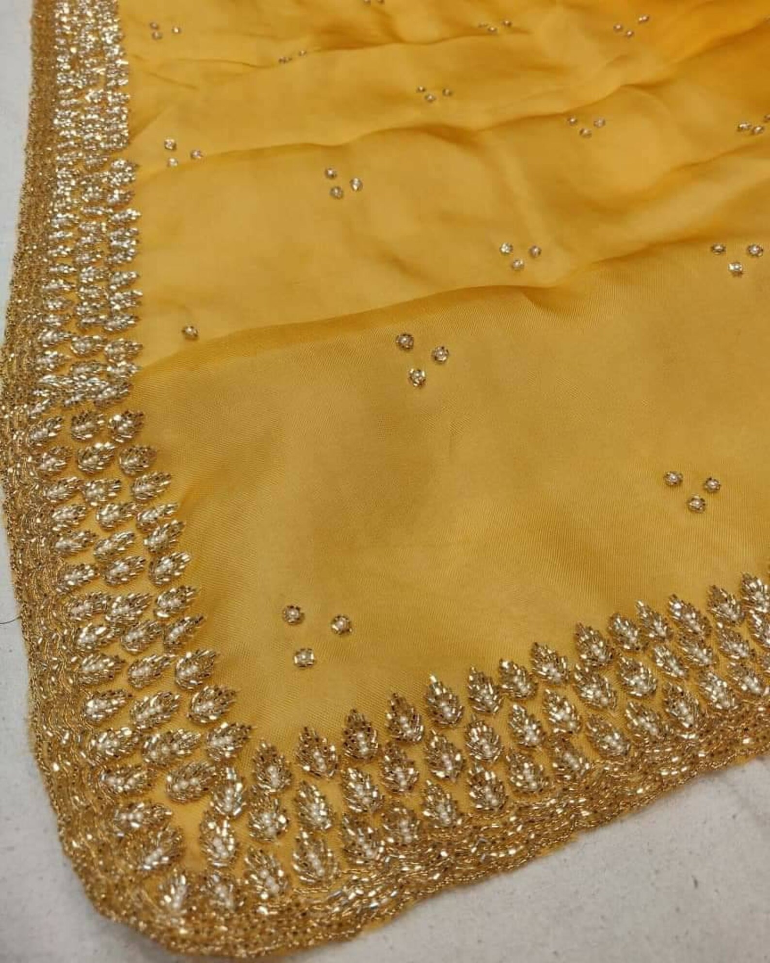 Zynah Pure Organza Silk Handcrafted Saree With Cut Beads and Zardosi ...