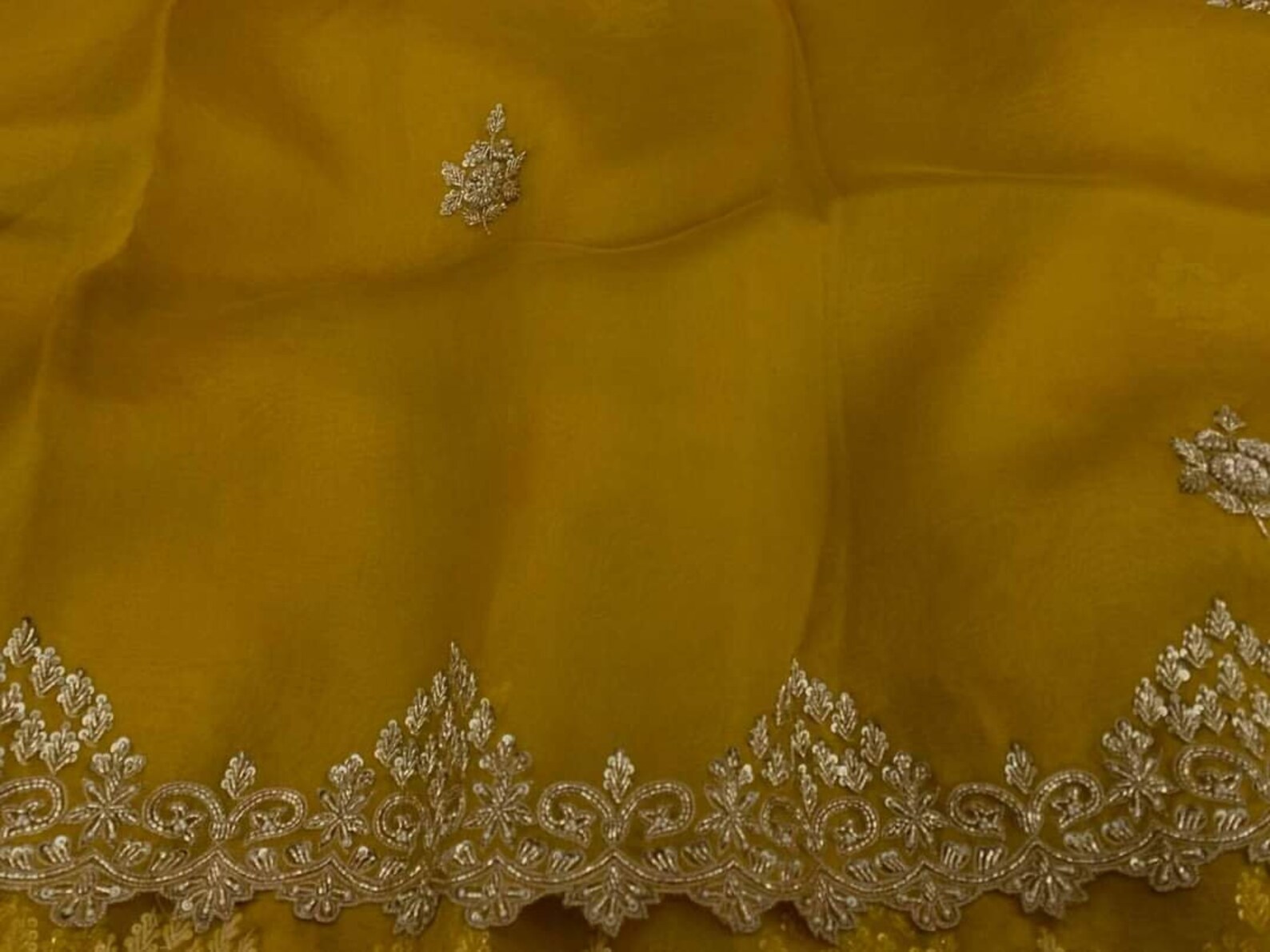 Zynah Organza Silk Saree, Cutdana Work, Sequence, Beads Work Custom ...