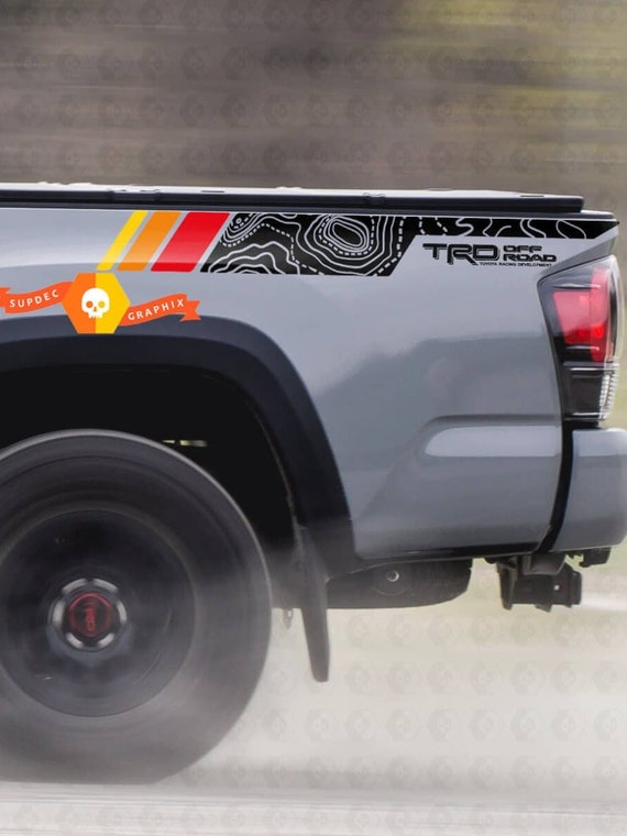 Side Decal Sticker With Topographic Map Vintage Stripes for - Etsy