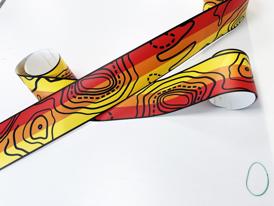 Stripe Decal Sticker With Topographic Map Vintage Colors for - Etsy