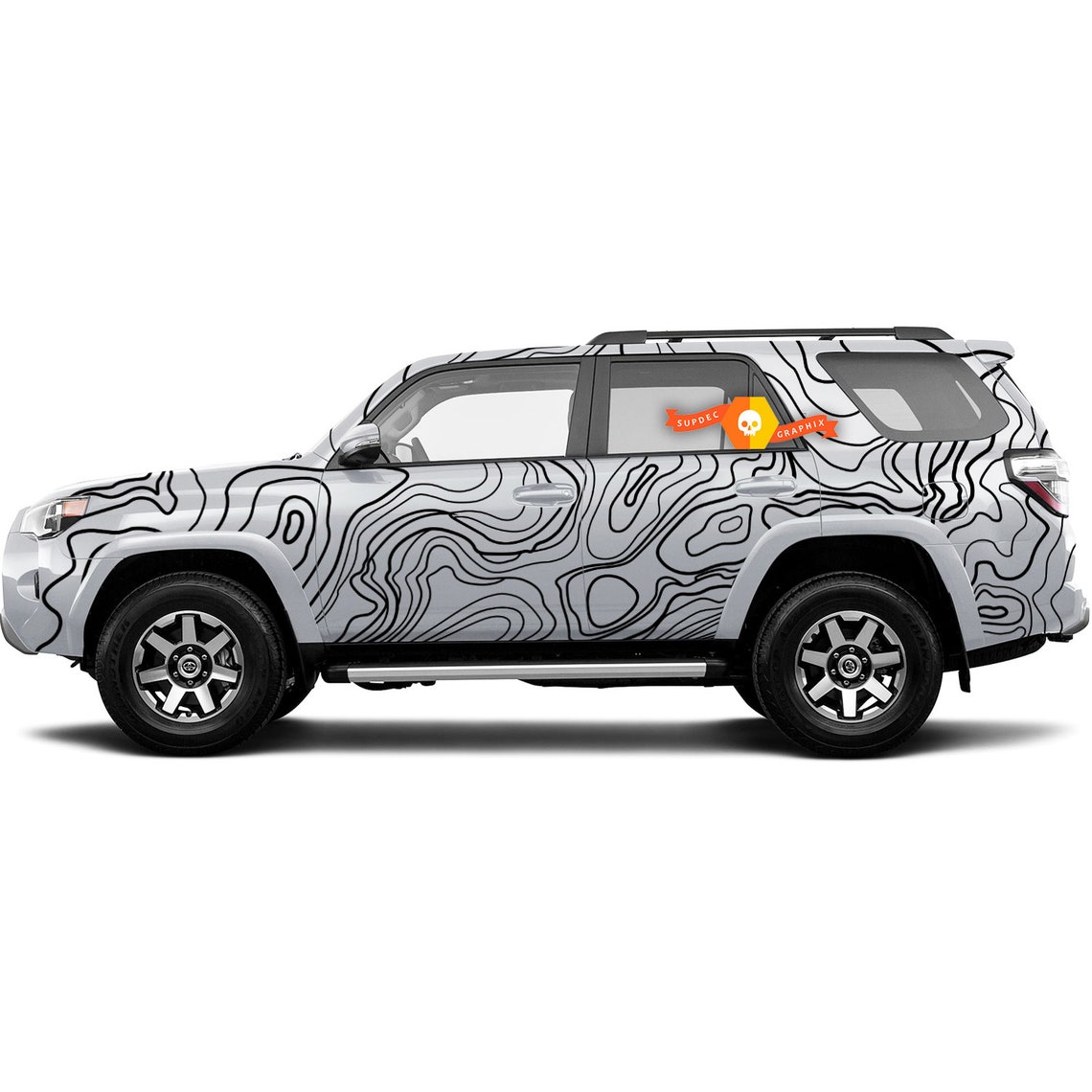 Full Body Topographic Map Contour Topo Map Vinyl Decals Graphics ...