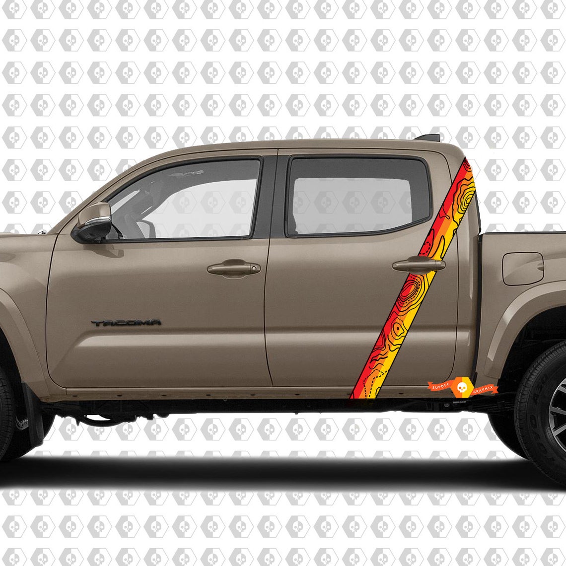 Stripe Decal Sticker With Topographic Map Vintage Colors for - Etsy