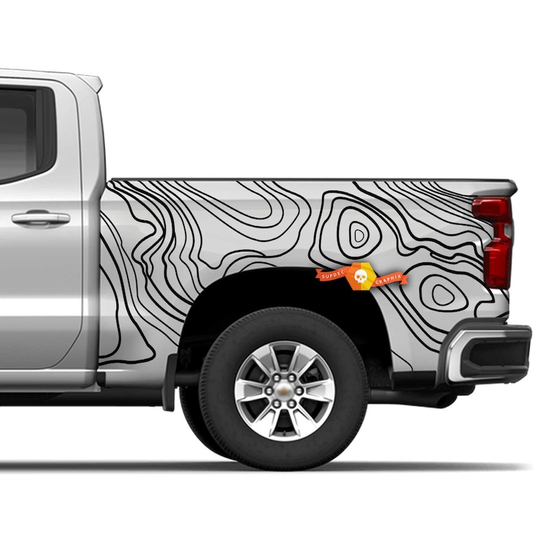 Side Truck Topographic Map Contour Topo Map Vinyl Decals Graphics ...