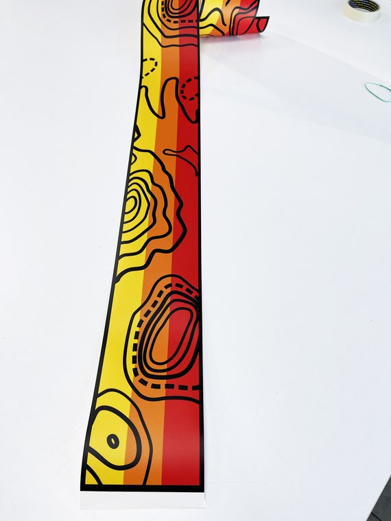 Stripe Decal Sticker With Topographic Map Vintage Colors for - Etsy