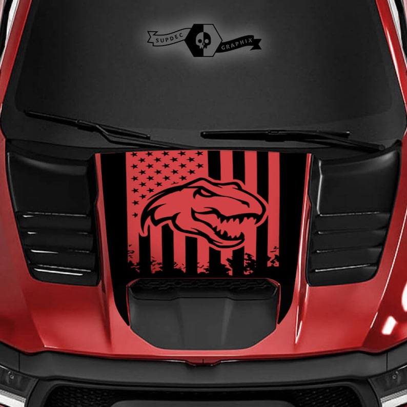 TRX T-rex Hood USA Flag Truck Vinyl Decal Graphic Fit Ram 2022 1500 TRX ...
