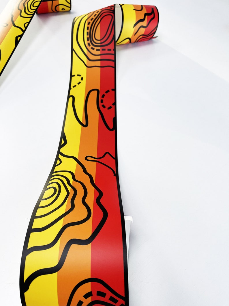 Stripe Decal Sticker With Topographic Map Vintage Colors for - Etsy