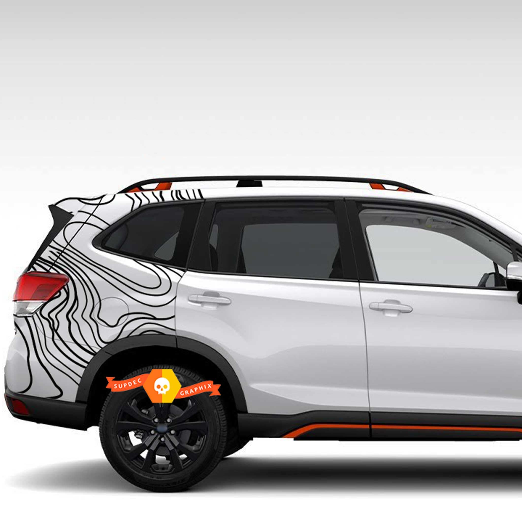 Topographic Map Side and Rear Vinyl Decals Graphics Sticker Fit to ...