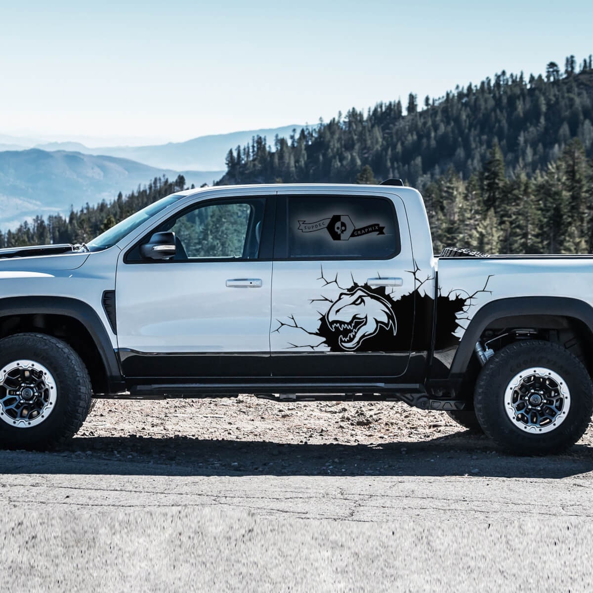 Pair Dinosaurs T-rex Bed Doors Side Truck Vinyl Decal Graphic for Ram ...